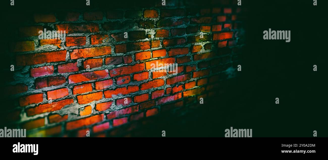Spots of light on old brick wall, texture background, 3d illustration ...
