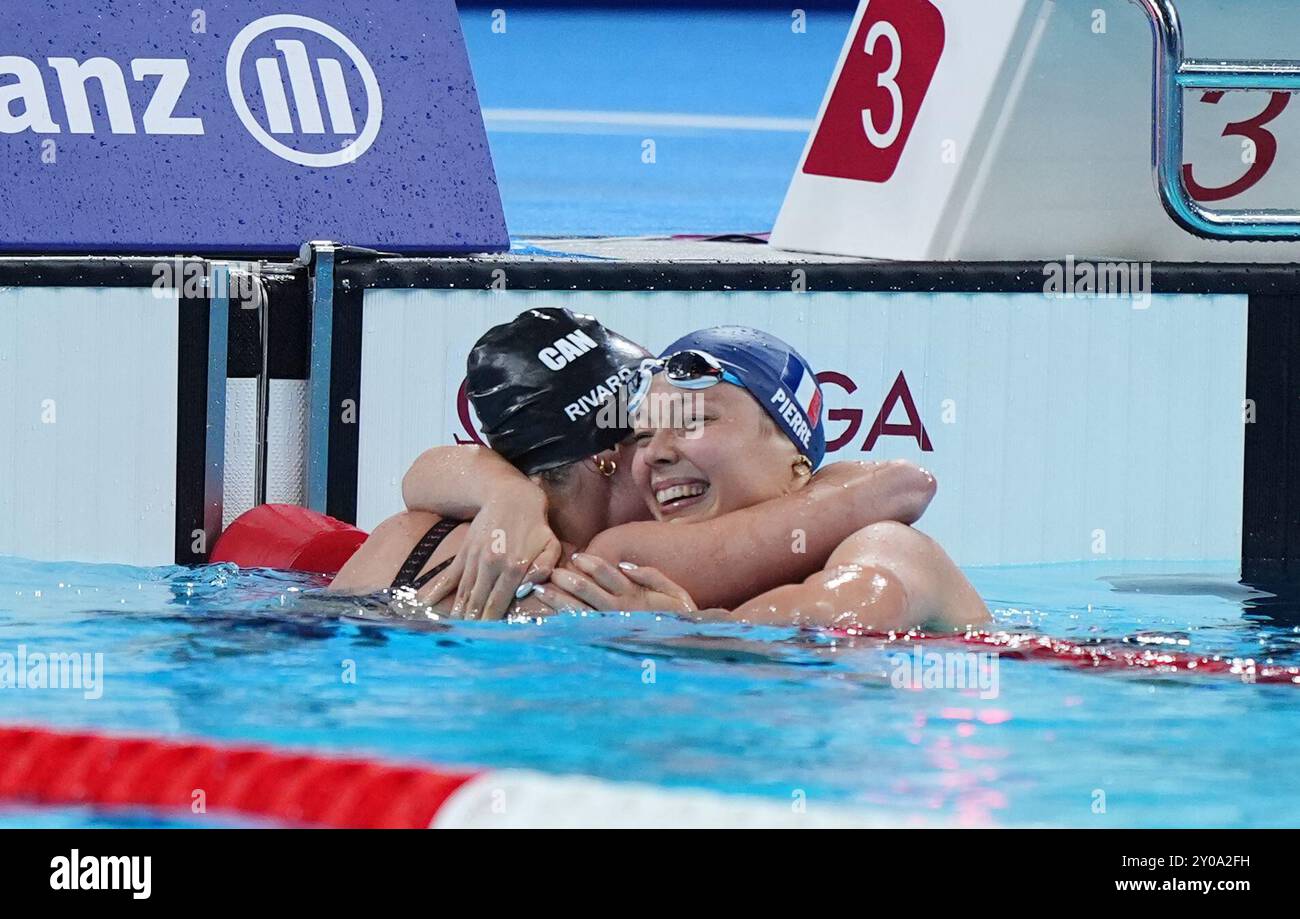 France's Emeline Pierre after winning the Women's 100m Freestyle, S10 ...