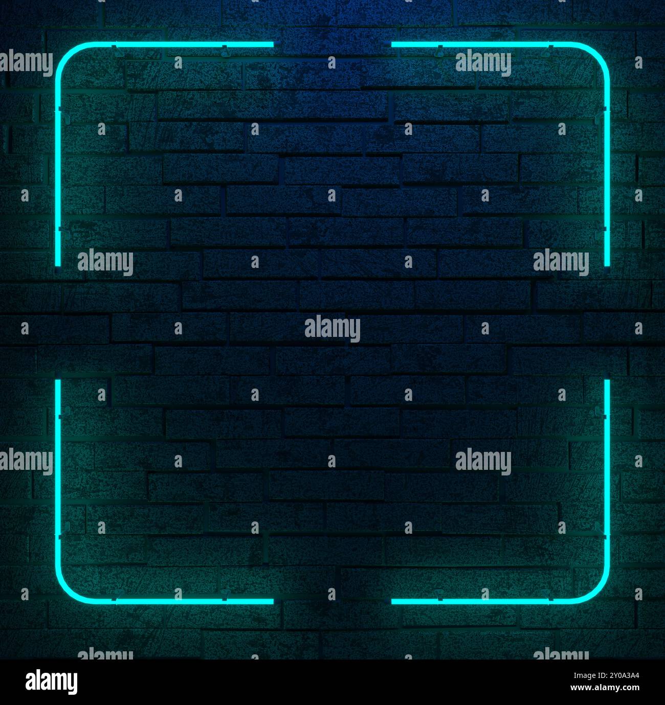 Neon sign. Square frame with blue glowing. Electric bright 3d rectangle ...