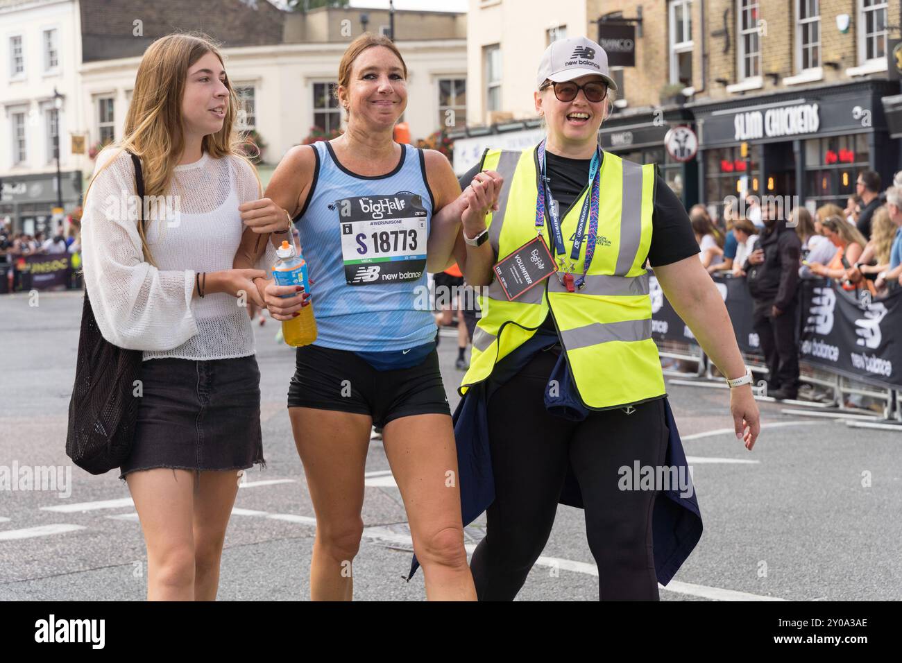 London, UK, 1st September 2024: with support from family member and ...