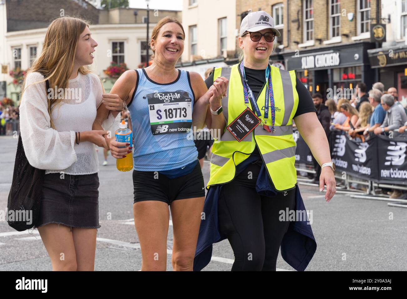 London, UK, 1st September 2024: with support from family member and ...