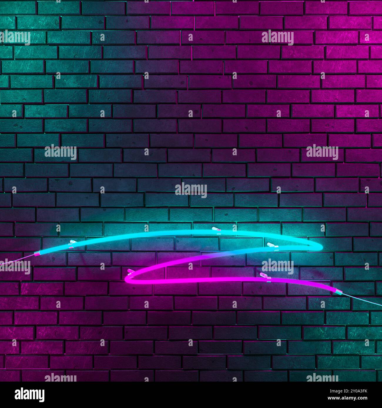Neon Light on Brick Wall Background, 3d illustration Stock Photo - Alamy