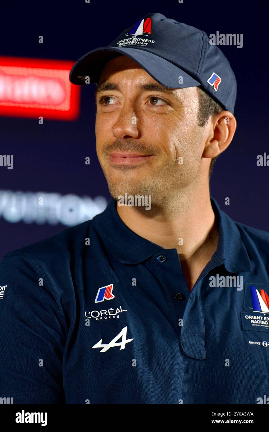 Quentin Delapierre helmsman / skipper of the French America’s Cup challenger Orient Express ...