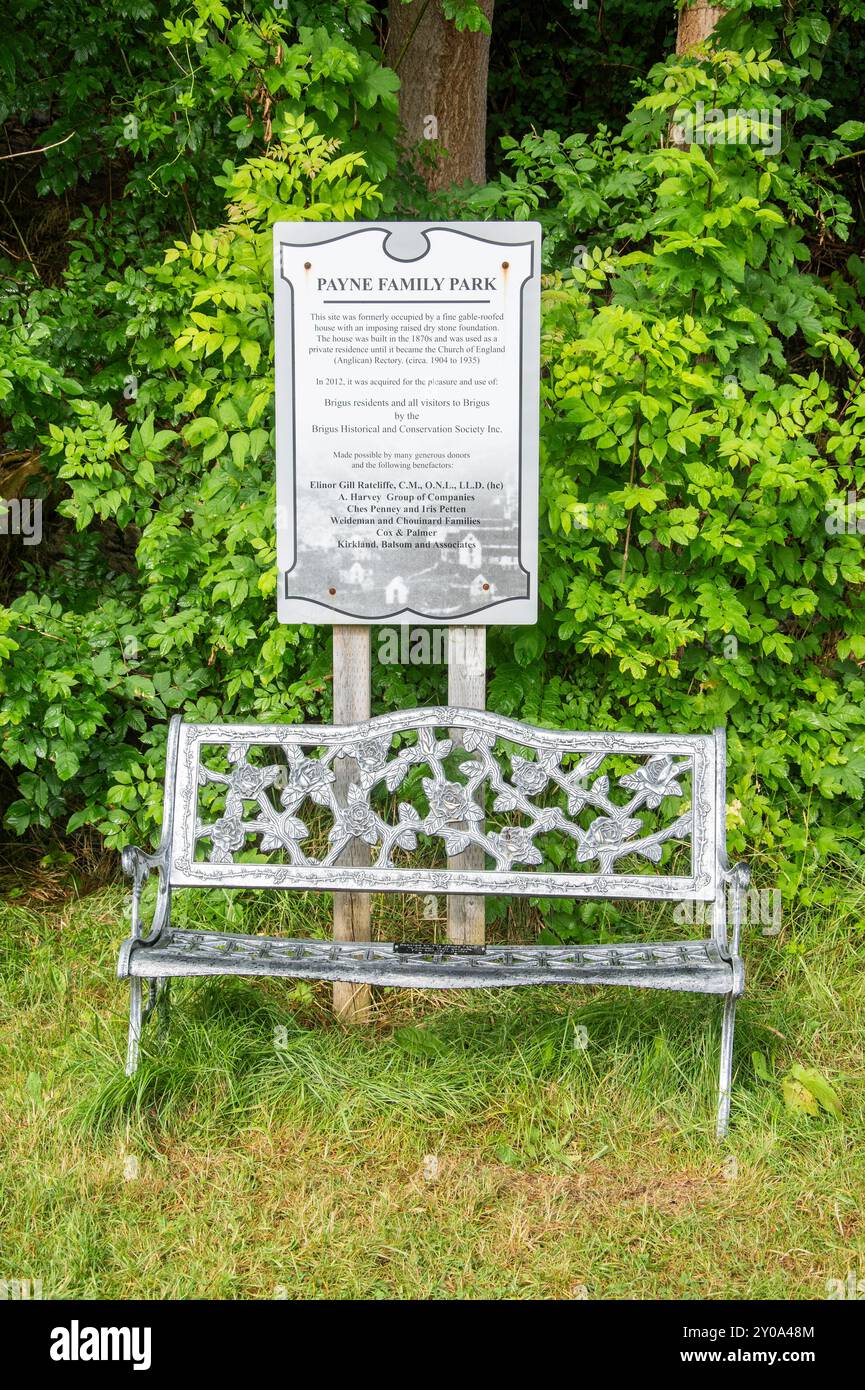 Welcome to the Payne Family Park sign and bench in Brigus, Newfoundland ...