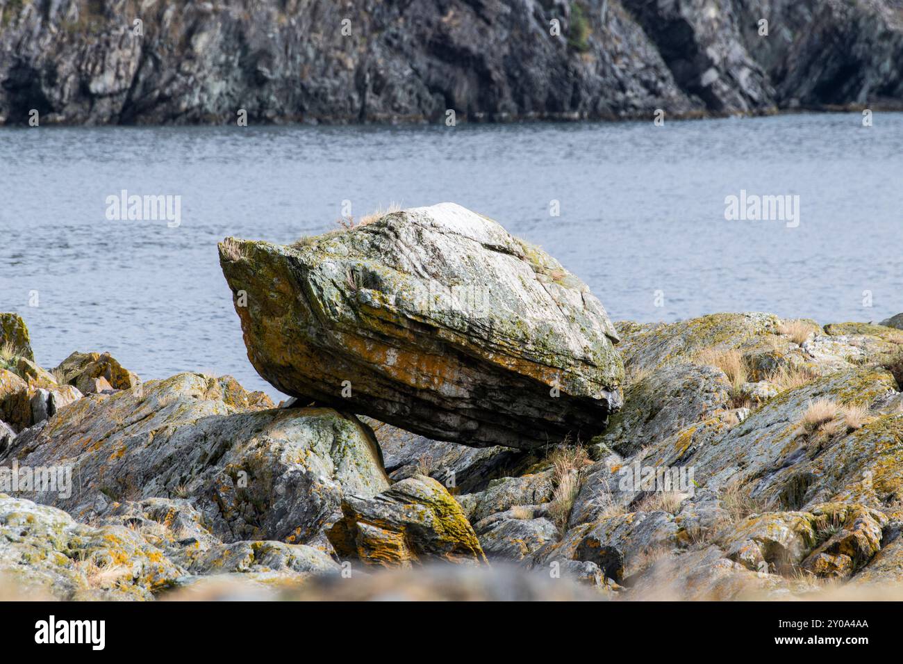 Balanced boulder on the beach in Brigus, Newfoundland & Labrador ...