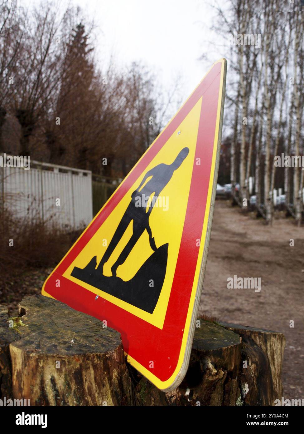 Warning sign, triangle, construction work, road being constructed Stock ...