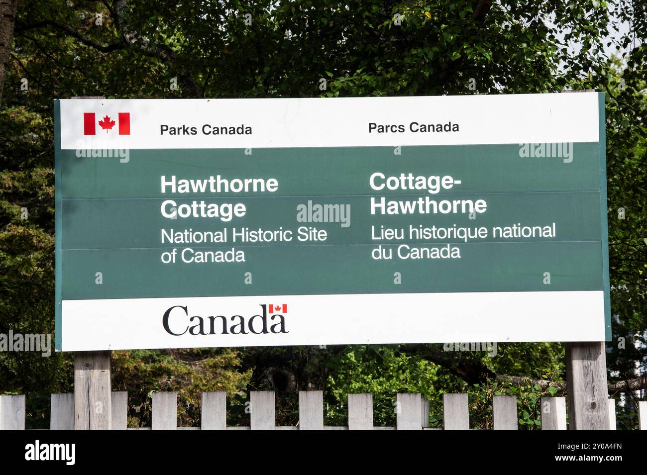 Parks Canada Hawthorne Cottage National Historic Site sign in Brigus ...
