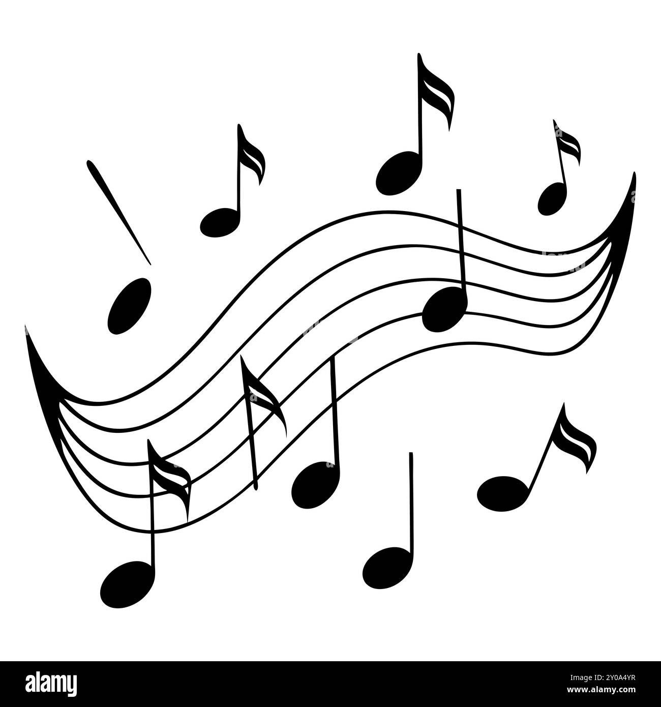 Musical background with notes. Flying music notes. Song notation in ...