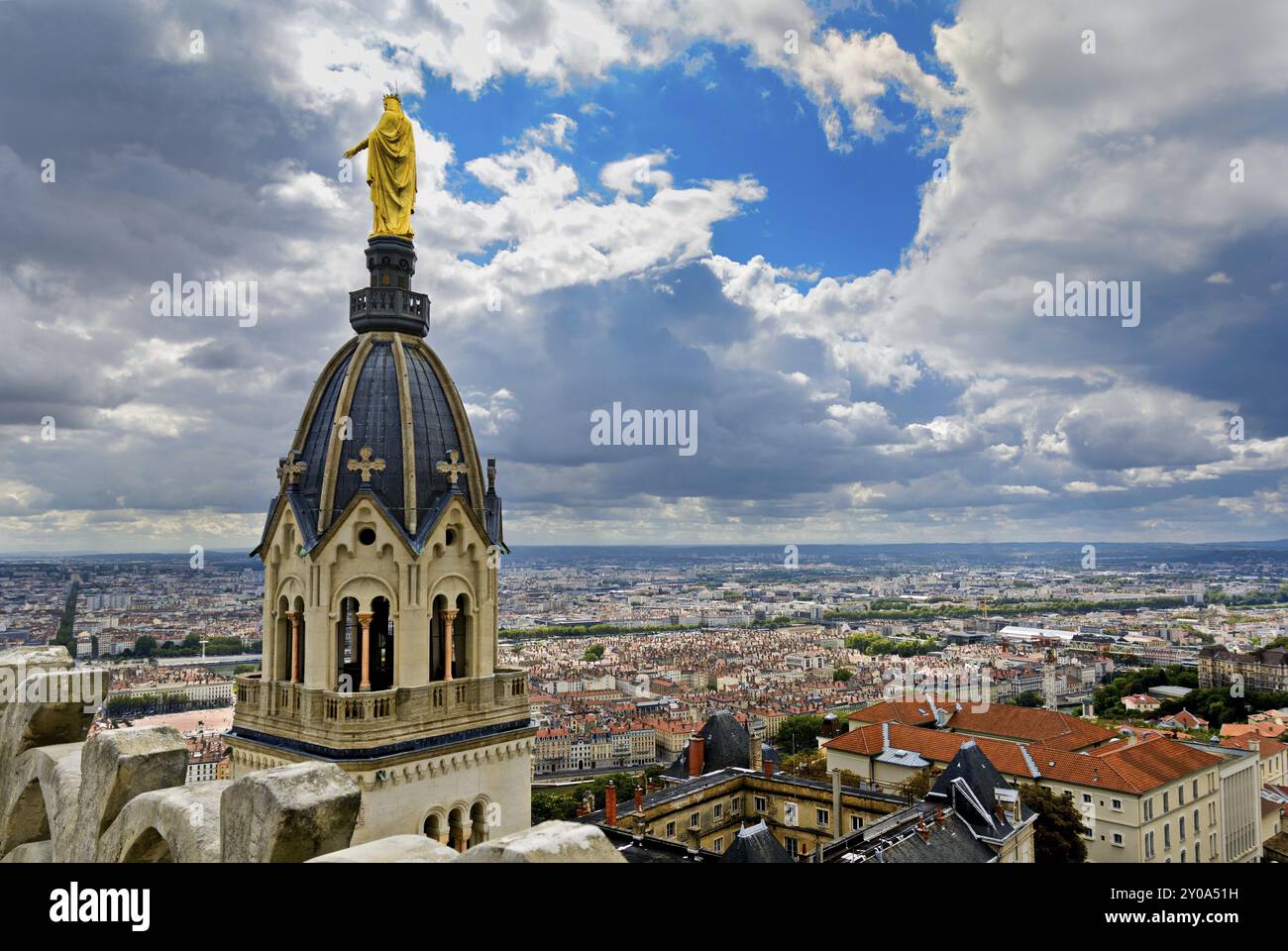 Rooftop of the basilica of Fourviere at Lyon city in France Stock Photo ...