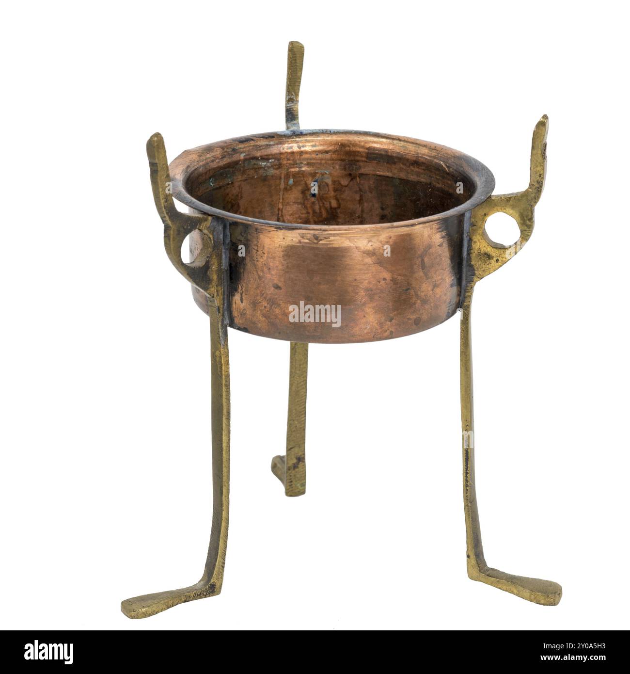 Old oriental incense burner base made of copper and brass painted on ...