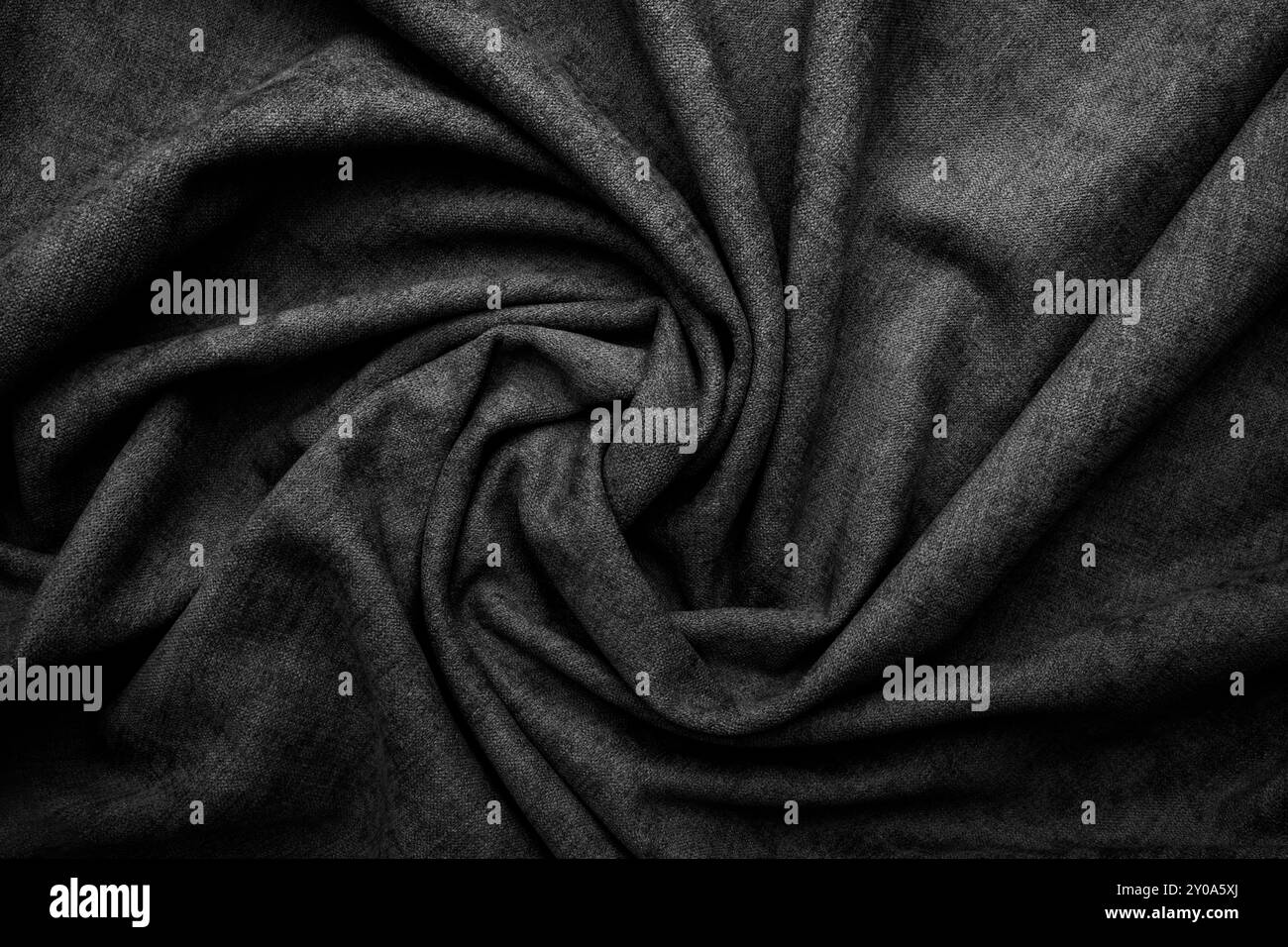 black insulating curtain, heavy textile, crumpled texture for house ...