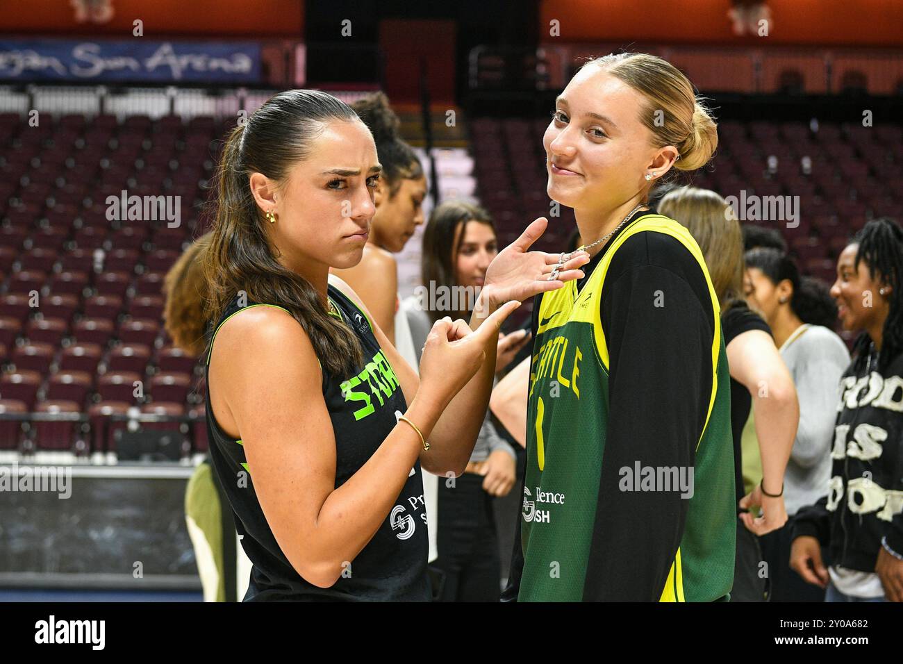 UNCASVILLE, CT - SEPTEMBER 01: Seattle Storm guard Nika Muhl (1) and ...