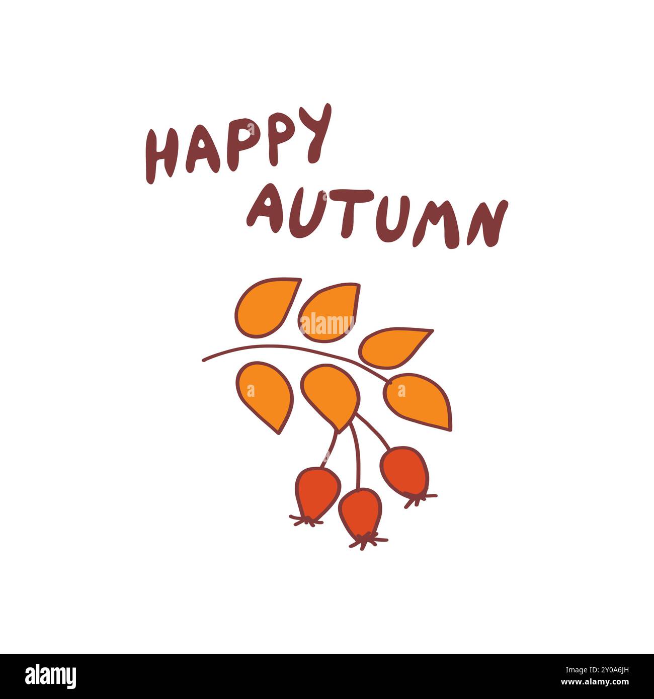 Happy autumn illustration featuring colorful leaves and berries ...