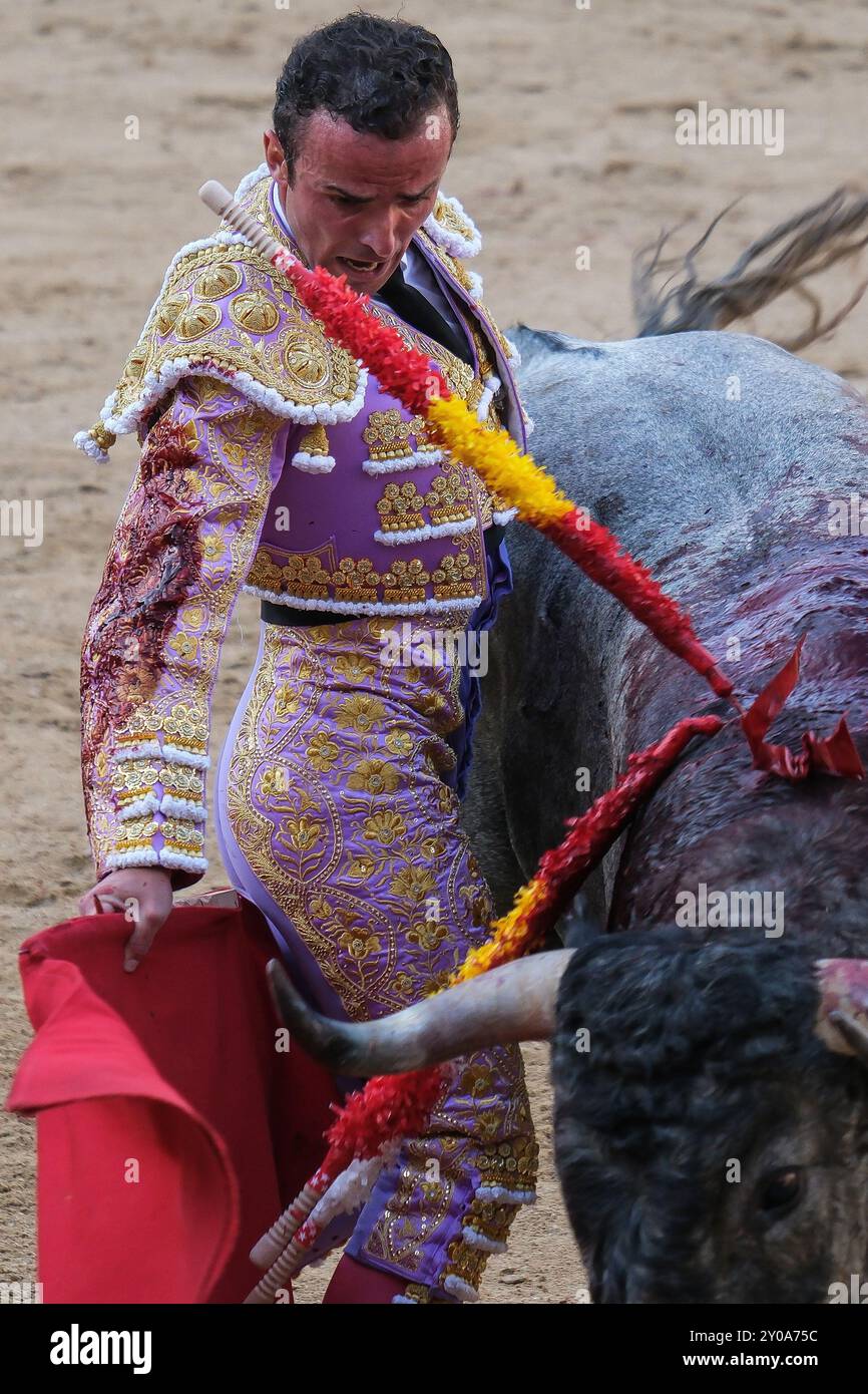 Bullfighter Damian Castaño during the bullfight of Corrida de Toros in ...