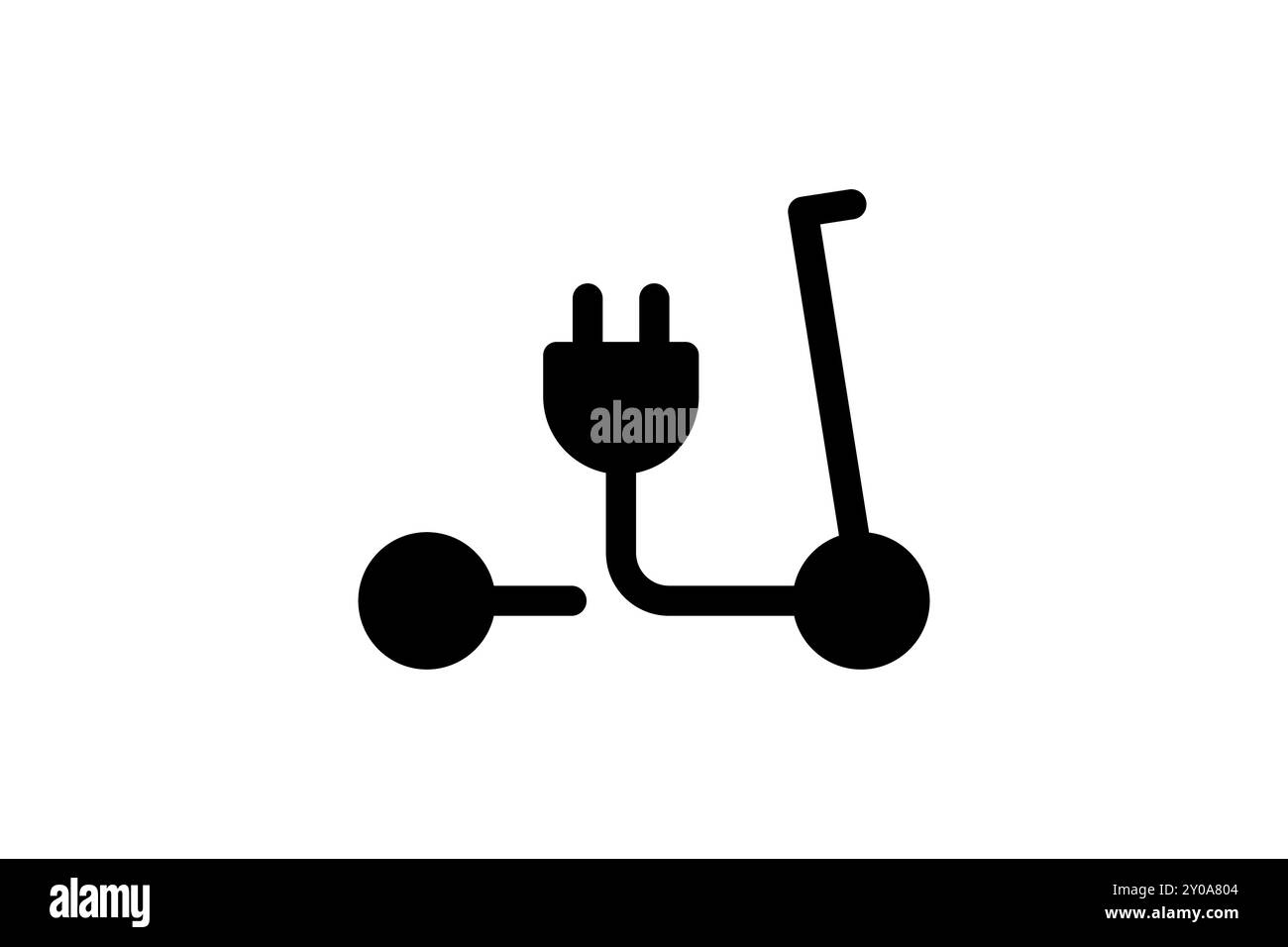 Electric push scooter black icon. Green electrical kick e-scooter and ...