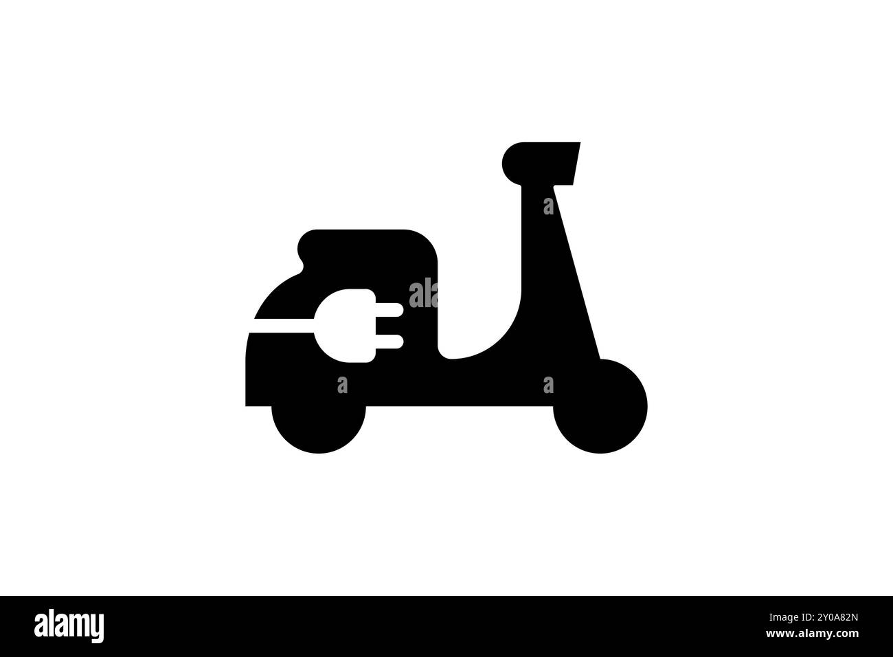 Electric motorcycle black icon. Green electrical moped and plug ...