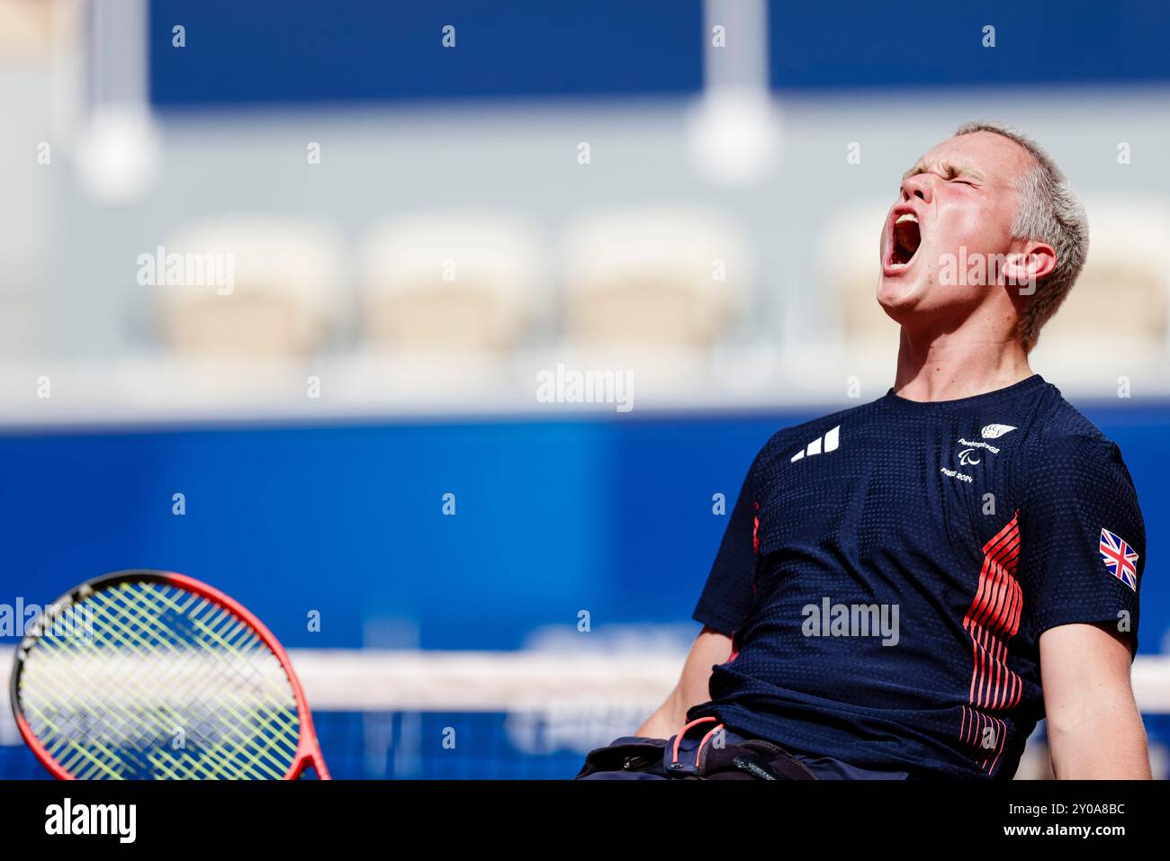Paris, Sept. 1, 2024, Paralympic wheelchair tennis event. Ben Bartram (GBR) (Photo by Frank ...