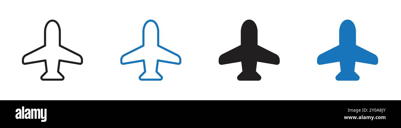 Airplane icon linear vector graphics sign or symbol set for web app ui ...