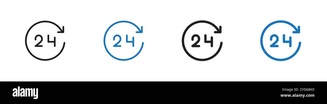 24 Hour icon linear vector graphics sign or symbol set for web app ui Stock Vector Image & Art ...