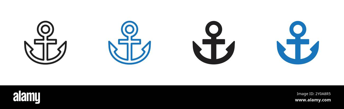 Anchor icon linear vector graphics sign or symbol set for web app ui ...