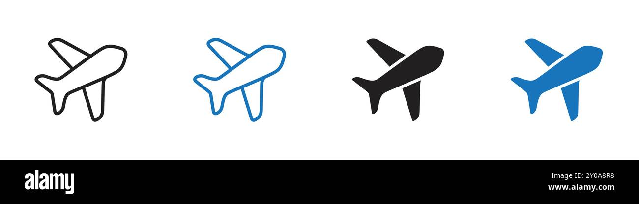 Airplane icon linear vector graphics sign or symbol set for web app ui ...