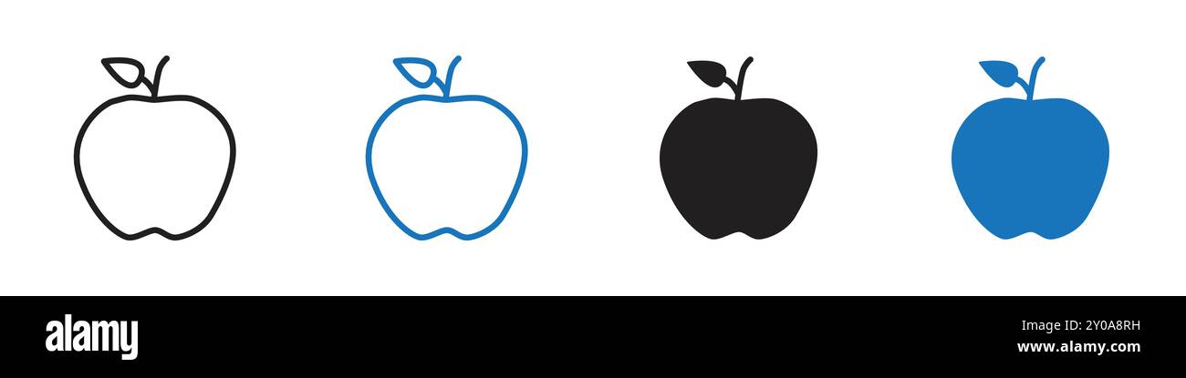 Apple icon linear vector graphics sign or symbol set for web app ui ...