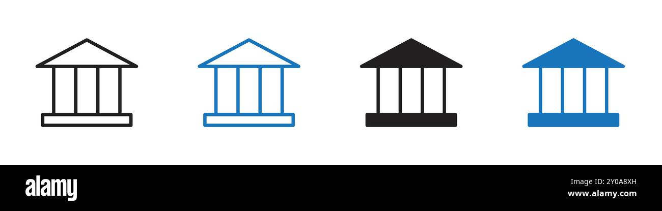 Bank icon linear vector graphics sign or symbol set for web app ui ...