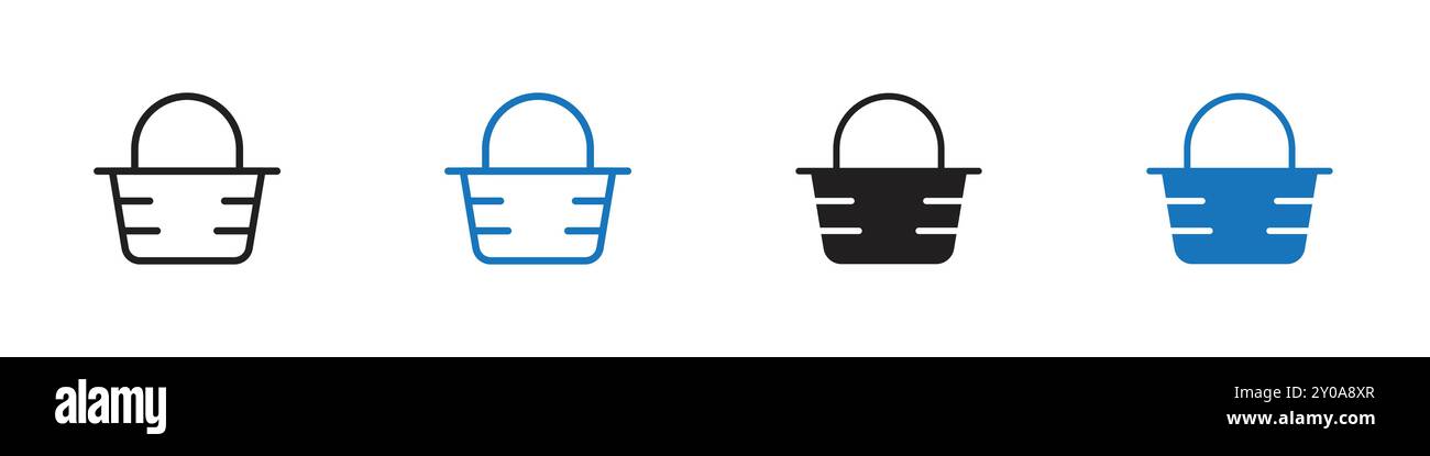 Basket icon linear vector graphics sign or symbol set for web app ui ...