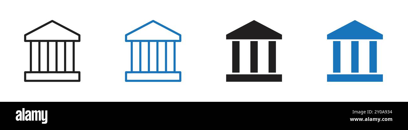 Bank icon linear vector graphics sign or symbol set for web app ui Stock Vector Image & Art - Alamy
