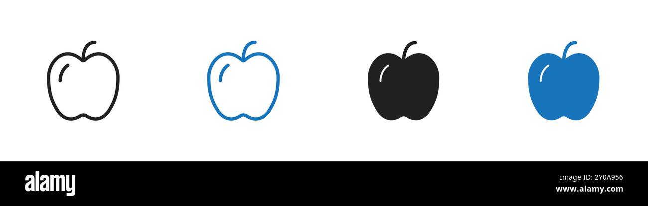 Apple Icon Linear Vector Graphics Sign Or Symbol Set For Web App Ui Stock Vector Image And Art Alamy