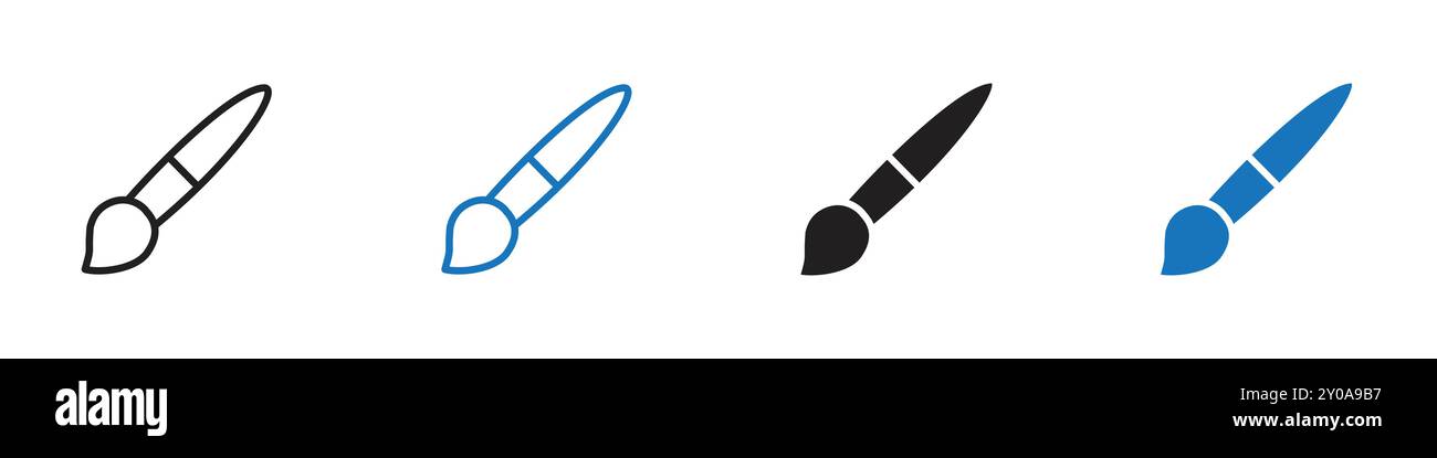 Brush icon linear vector graphics sign or symbol set for web app ui ...
