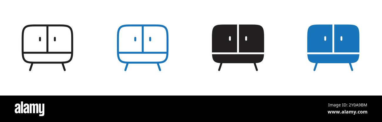 Cabinet icon linear vector graphics sign or symbol set for web app ui ...