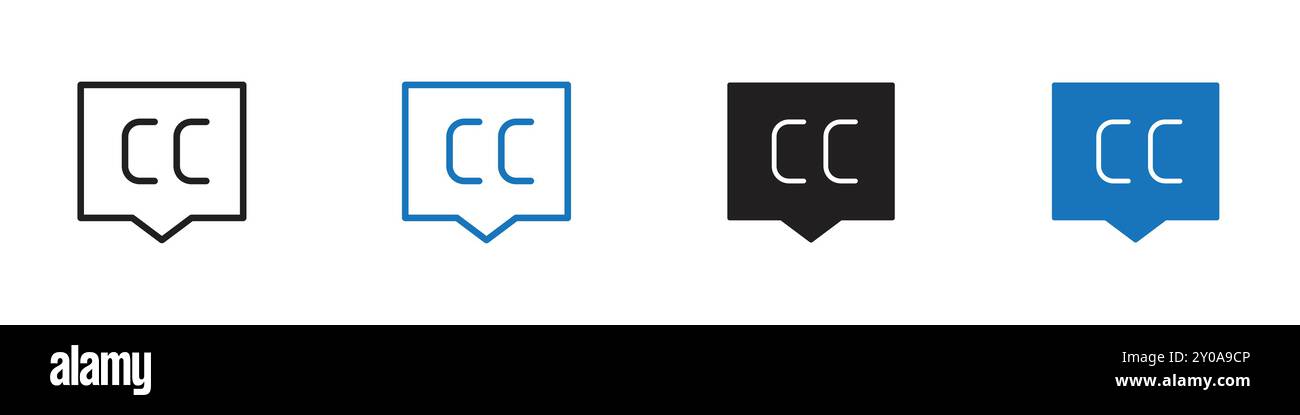 Caption icon linear vector graphics sign or symbol set for web app ui Stock Vector Image & Art ...