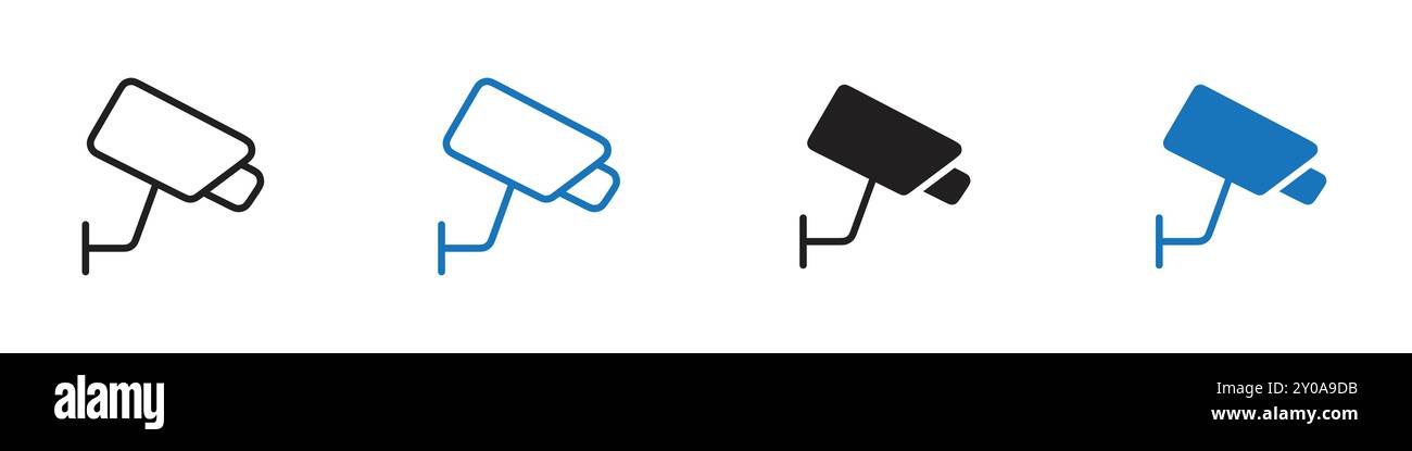 Cctv camera icon linear vector graphics sign or symbol set for web app ...