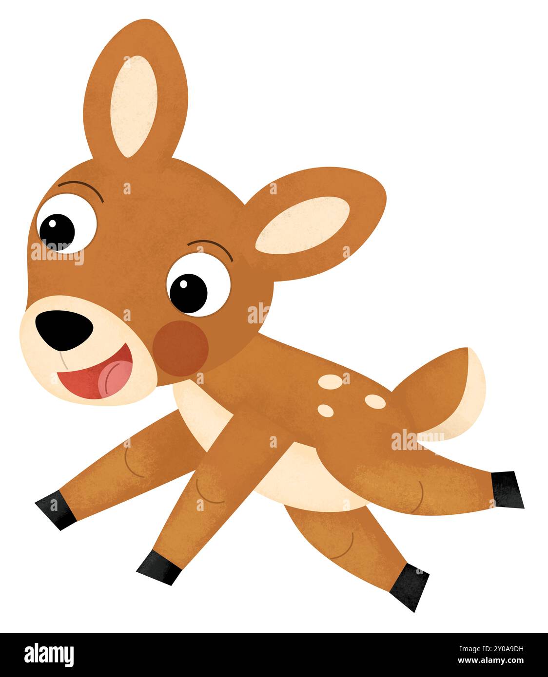 cartoon scene with farm animal deer roe forest animal isolated ...