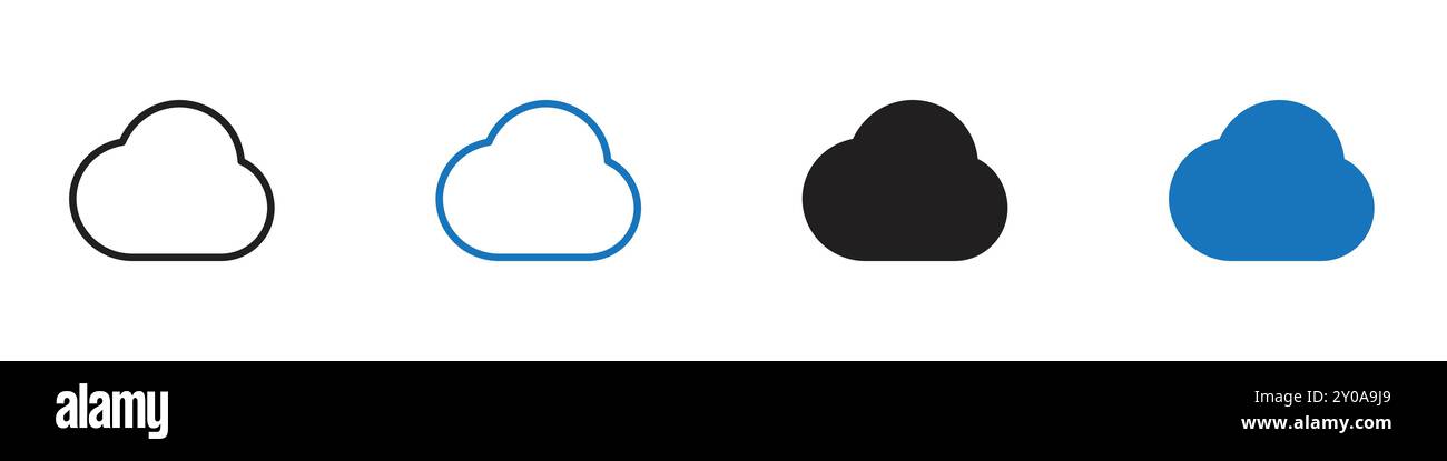 Cloud icon linear vector graphics sign or symbol set for web app ui ...