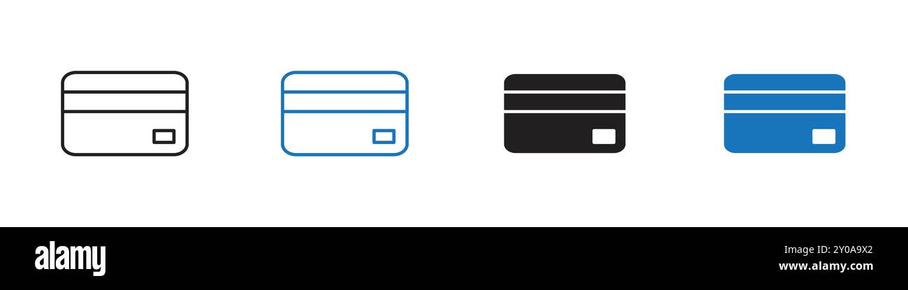 Credit card icon linear vector graphics sign or symbol set for web app ...