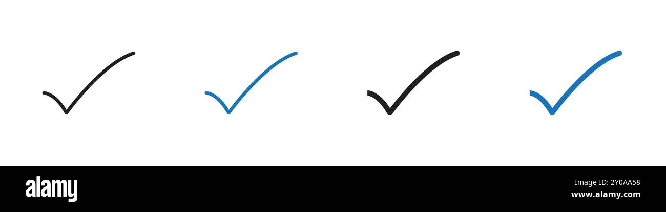 Check mark icon linear vector graphics sign or symbol set for web app ...
