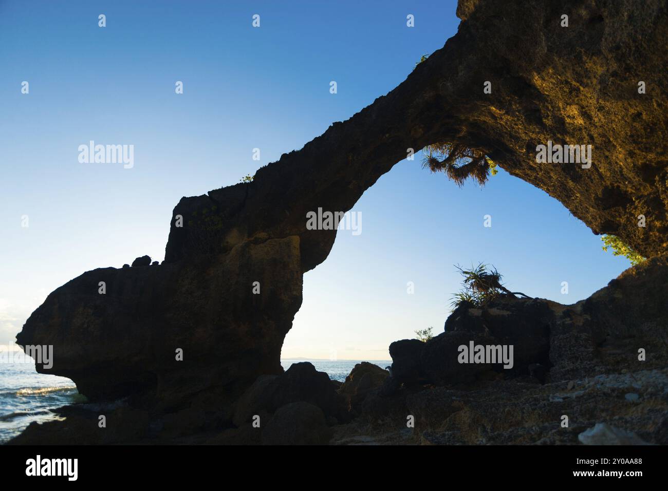 A close view of the natural bridge arch formation, a major landmark of ...