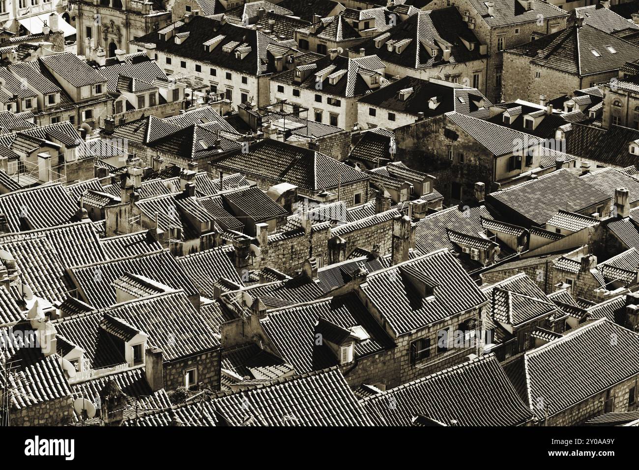 Rooftops of Dubrovnik old town, Black and White Stock Photo - Alamy