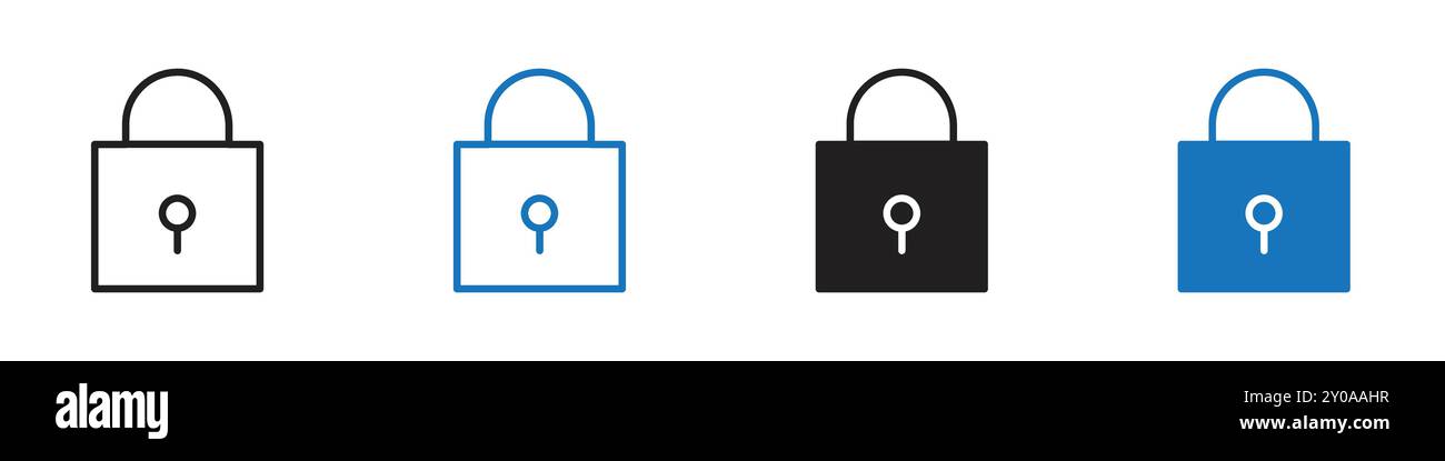 Lock icon linear vector graphics sign or symbol set for web app ui ...