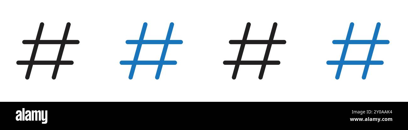Hashtag icon linear vector graphics sign or symbol set for web app ui ...