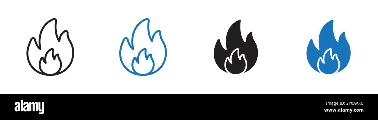 Fire icon linear vector graphics sign or symbol set for web app ui Stock Vector Image & Art - Alamy