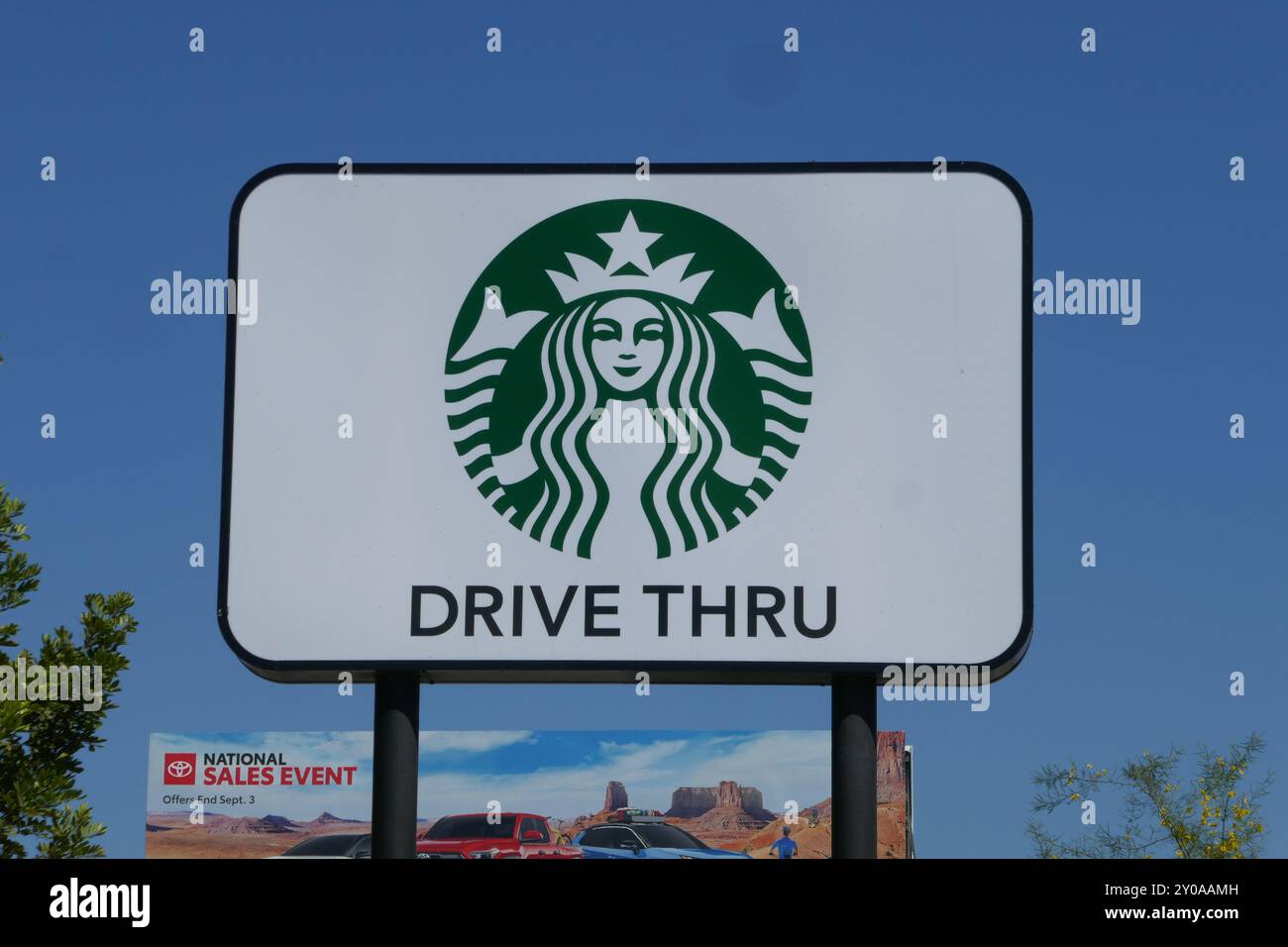 Los Angeles, California, USA 27th August 2024 Starbucks Drive Thru Sign ...