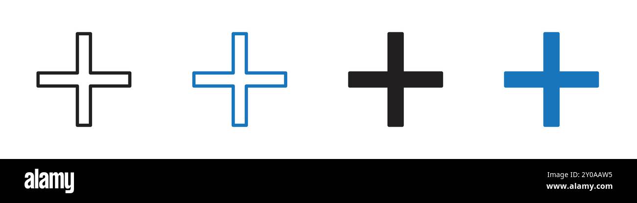 Plus icon linear vector graphics sign or symbol set for web app ui ...