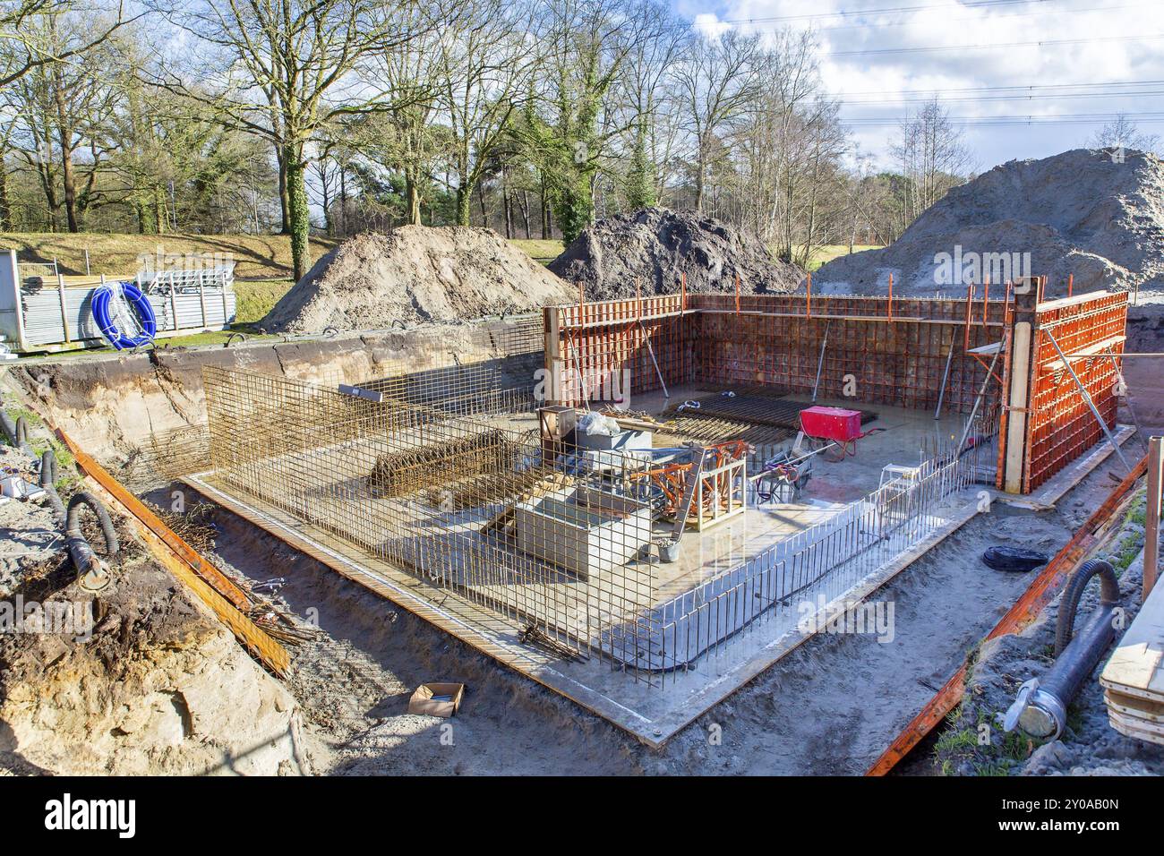 Underground construction site of house with concrete Stock Photo - Alamy