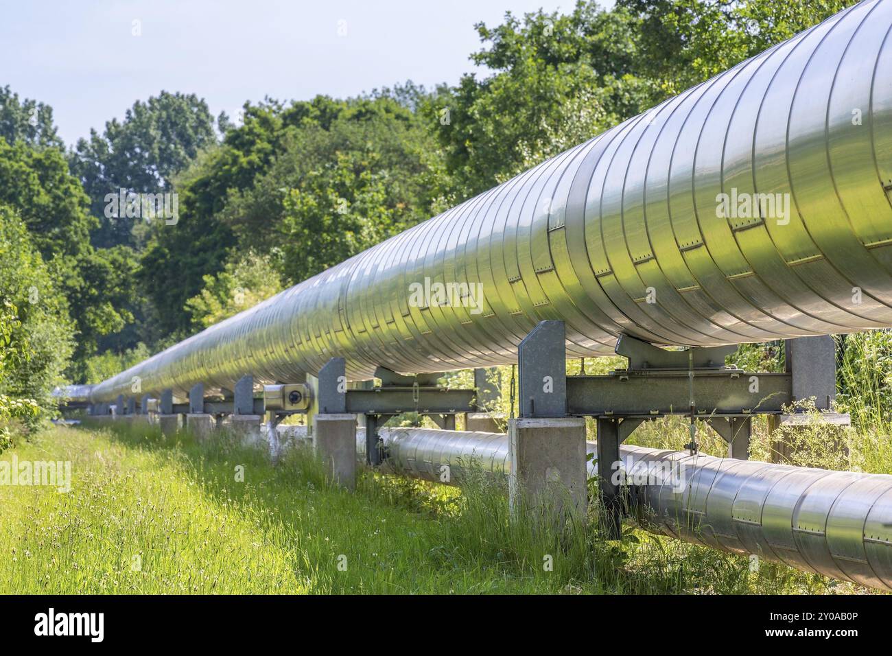 Huge metal gas pipeline distributing gas outside Stock Photo - Alamy