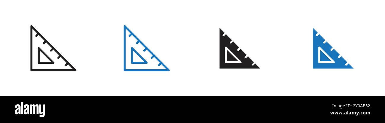 Ruler triangle icon linear vector graphics sign or symbol set for web ...