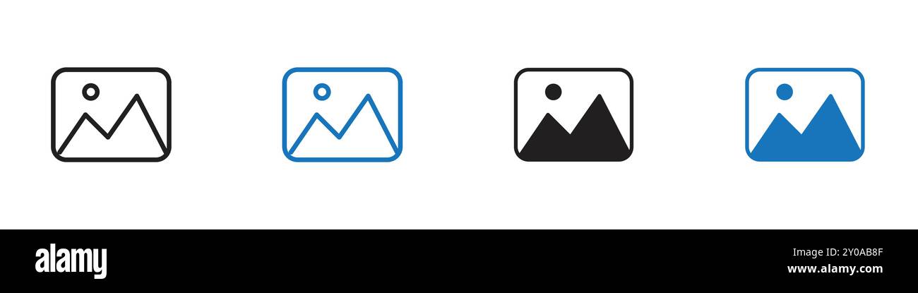 Picture icon linear vector graphics sign or symbol set for web app ui ...