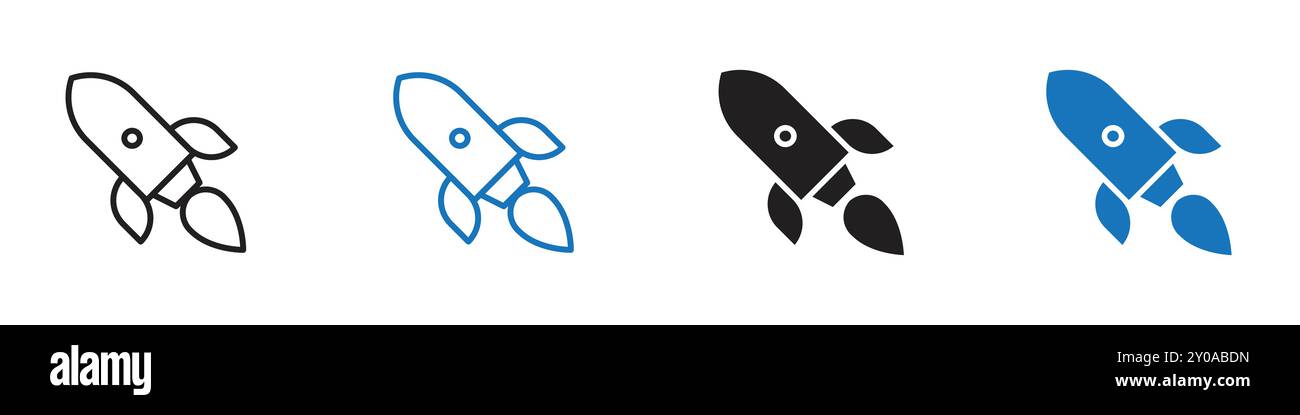 Rocket icon linear vector graphics sign or symbol set for web app ui Stock Vector Image & Art ...